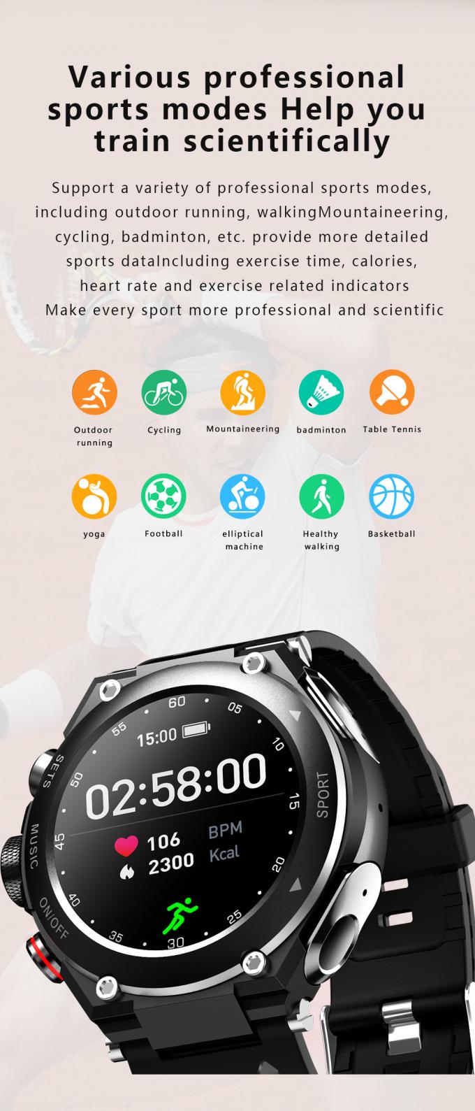 Manual Ce Rohs Smart Watch T92 Smartwatch With Earbuds Tws Earphone